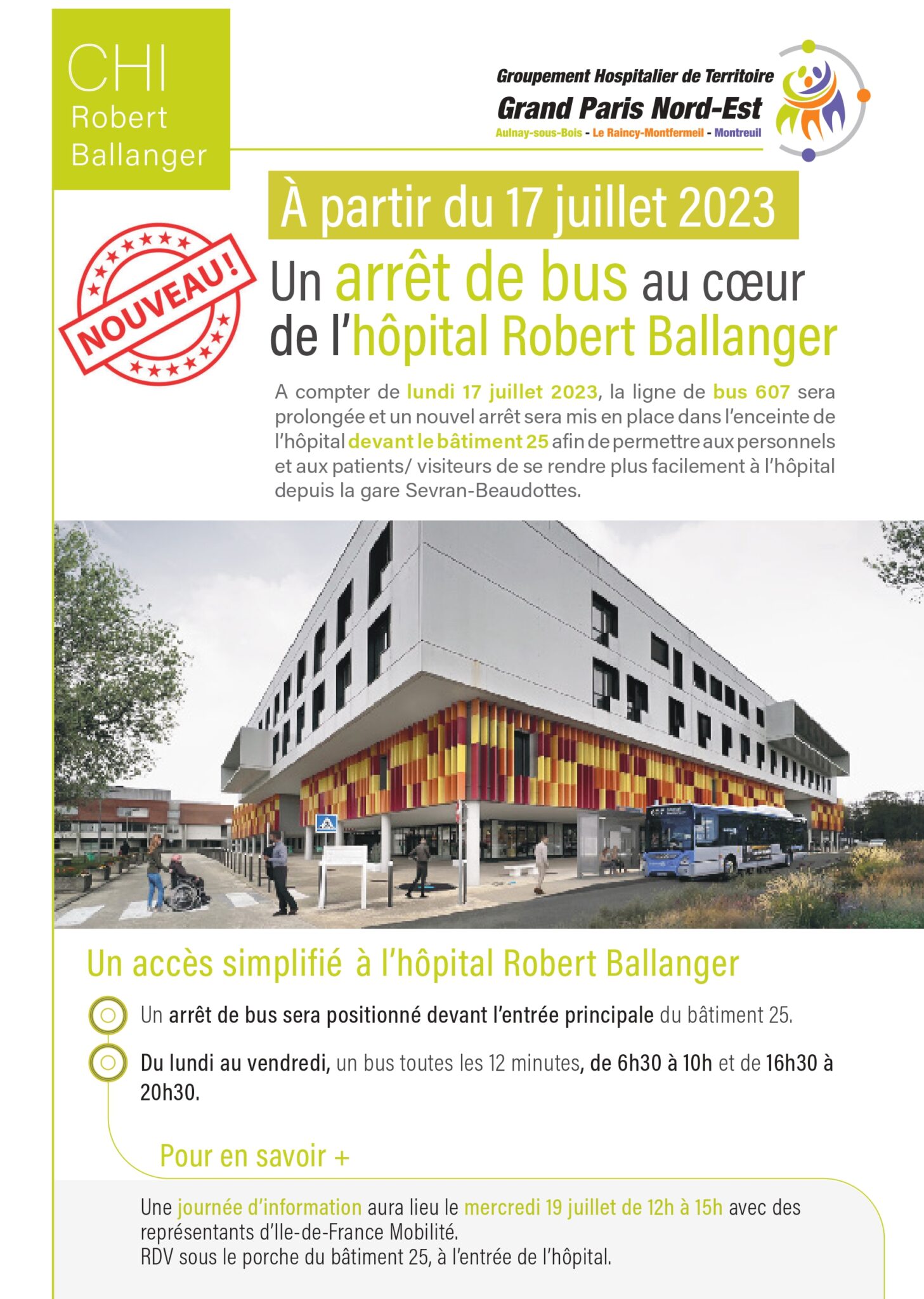 📢 NOUVEAU - Un arrêt de bus cœur de l'hôpital Robert Ballanger dès le ...